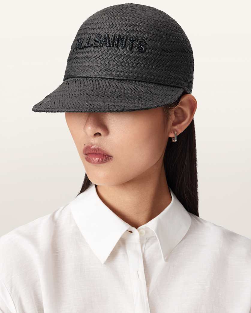 Mila Straw Baseball Cap Black | ALLSAINTS US